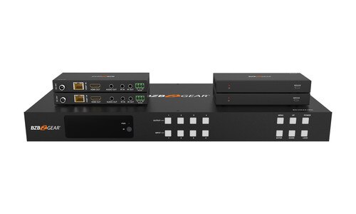 BZBGEAR 4X4 4K UHD 18Gbps HDMI and HDBaseT Matrix Switch with Bi ...
