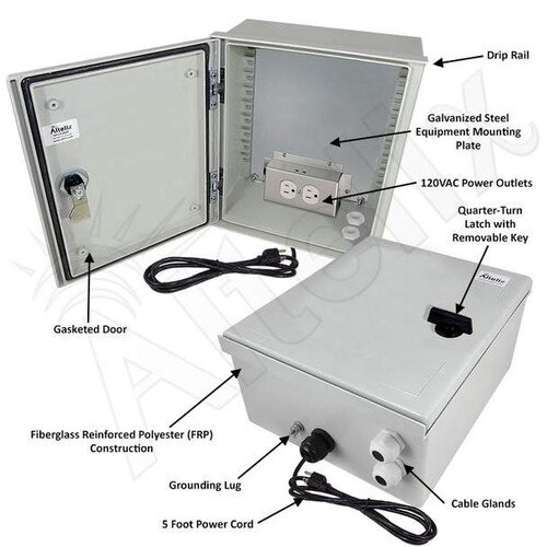 Altelix 12x10x6 NEMA 3X Fiberglass Weatherproof Enclosure with ...