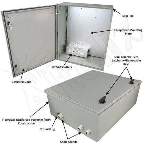 Altelix 24x20x9 NEMA 3X Fiberglass Weatherproof Enclosure with ...