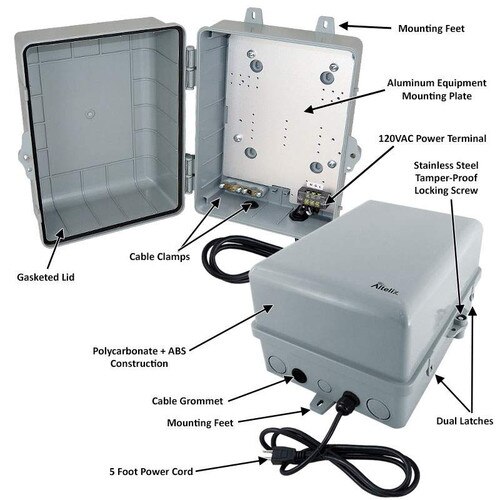 Altelix 12x9x7 NEMA 4X PC+ABS Weatherproof Utility Box NEMA Enclosure ...