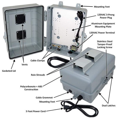 Altelix 12x9x7 PC+ABS Weatherproof Vented Utility Box NEMA Enclosure ...
