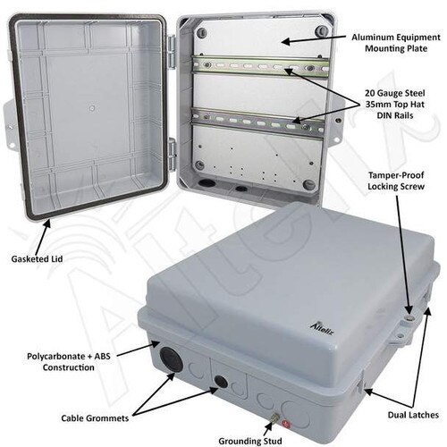 Altelix 14x11x5 PC + ABS Weatherproof DIN Rail NEMA Enclosure with ...