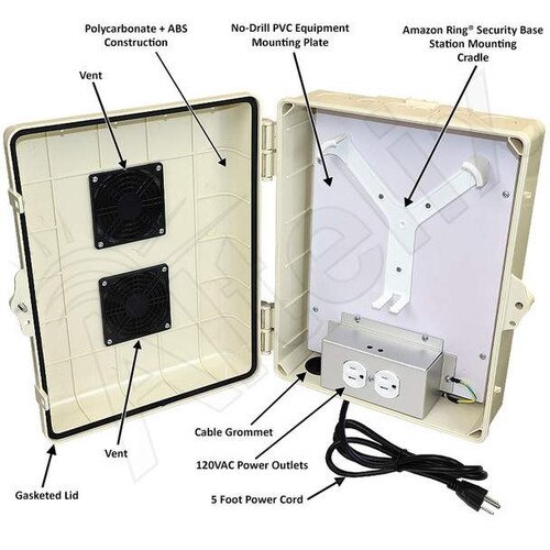 Altelix Weatherproof Vented Enclosure for Amazon Ring® Security Base ...