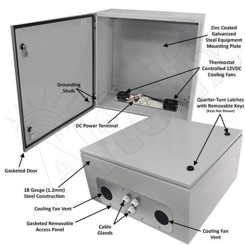 Altelix 24x24x12 Steel Weatherproof NEMA Enclosure with Dual 12 VDC ...