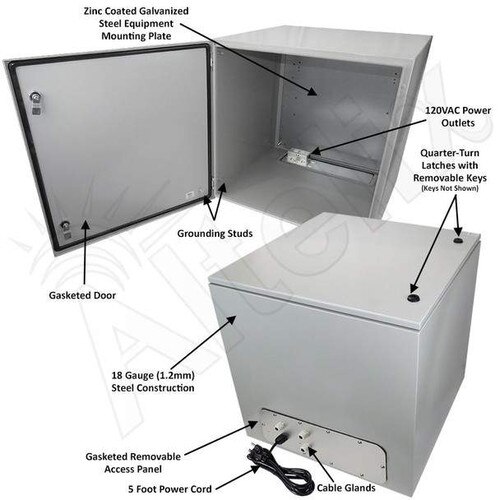 Altelix 24x24x24 NEMA 4X Steel Weatherproof Enclosure with Single ...